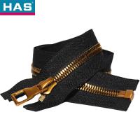China Upgrade Clothing Brass Golden Double-Pointed Teeth Metal Open-End Zipper Set for sale