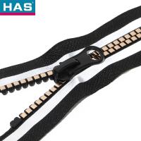China Reflective Two-Color Square Rubber Teeth Resin Pull-Tab Closed-End Zipper Plastic Puller Sample for sale