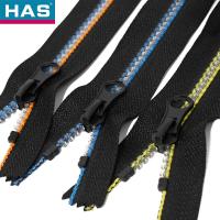 China Short Pull Chain Colored Transparent Teeth Resin Pull-Tab Zipper With Plastic Teeth for sale