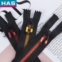 China #5 Two-Color Printed Resin Opening-End Zipper With Colored Plastic for sale