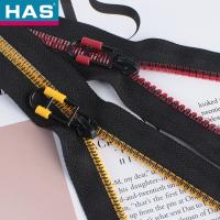 China #5 Two-Color Printed Resin Opening-End Zipper With Colored Plastic for sale