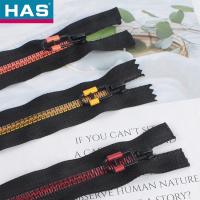 China #5 Two-Color Printed Resin Opening-End Zipper With Colored Plastic for sale