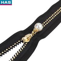 China #5 Resin Zipper With Round Teeth And Golden Teeth And Pearl Slider for sale