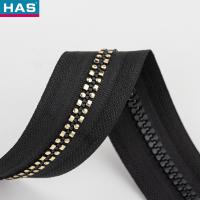 China #5 Resin Zipper With Round Teeth And Golden Teeth And Pearl Slider for sale