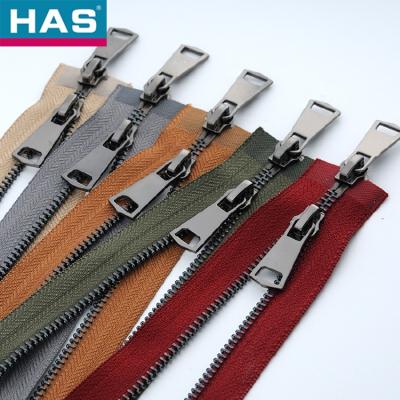 China #5 Double Open End Zipper Custom Black Nickle Brass Metal Zipper for sale