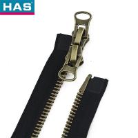 China #8 Metal Brass Zipper Two-Way Auto Lock Double Slider For Garment Or Bags for sale