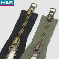 China #8 Metal Brass Zipper Two-Way Auto Lock Double Slider For Garment Or Bags for sale