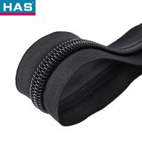 China Black Nylon Long Chain Zipper Roll Double Sided Long Chain Zipper for sale
