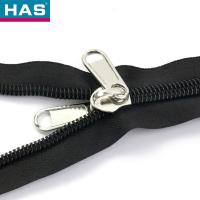 China Black Nylon Long Chain Zipper Roll Double Sided Long Chain Zipper for sale