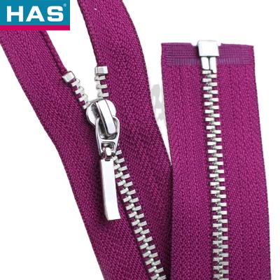 China #5 Closed-End Purple Nylon Zipper With Silver Teeth For Garment Or Bags for sale