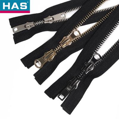 China #3 #5 #8 Double Open Tail Brass Metal Zipper Y Teeth Double Pull Head for sale
