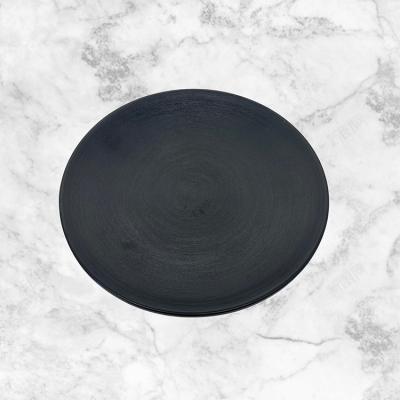 China Cafeterias Black Melamine Salad Plate Durable Imitation Porcelain for sale