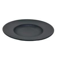 China 10 Inch Rice Melamine Soup Bowl Brim Shape Anti Scratch Matte Black for sale