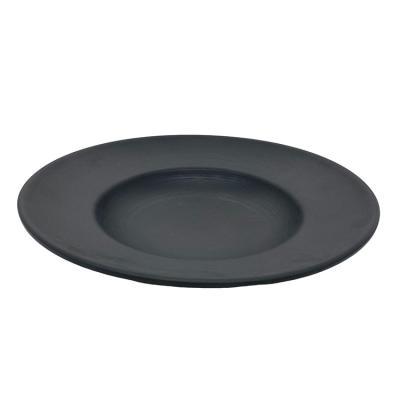 China 10 Inch Rice Melamine Soup Bowl Brim Shape Anti Scratch Matte Black for sale