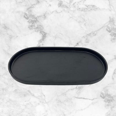 China Matte Black 11 Inch Melamine Salad Plate Dinnerware Oval Shape Plates for sale