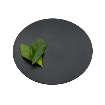 China Non Toxic Melamine Salad Plate 10 Inch Matte Black Round Plate for sale