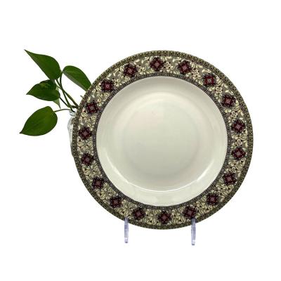 China Durable Melamine Round Plate Tasteless Ripple Dinnerware Salad Plate for sale