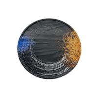 China Matte Black Flate Melamine Dinner Plates Galaxy Pattern Customized Logo for sale