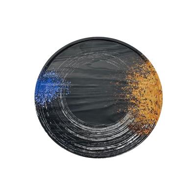 China Matte Black Flate Melamine Dinner Plates Galaxy Pattern Customized Logo for sale