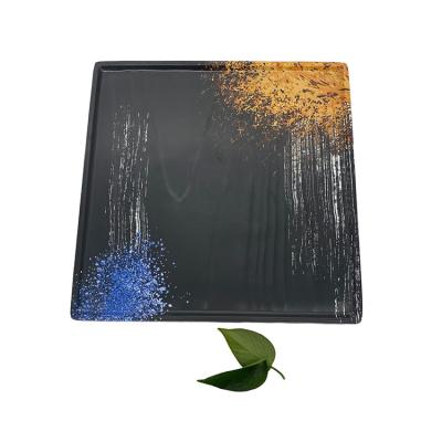 China Square Melamine Outdoor Plates Matte Camping Picnic Melamine Plates 12'' for sale
