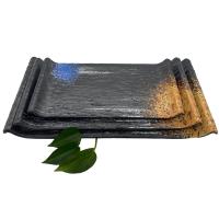 China ODM 16.2'' Melamine Black Rectangle Plate Galaxy Pattern FDA for sale