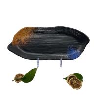 China Hot Pot Long Shape Melamine Dinner Plates With Stripe Texture for sale