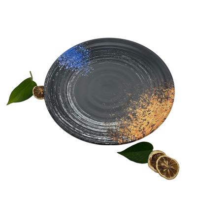 China Smooth Home Melamine Dinner Plates 11'' Round Shape With Strip Galaxy for sale