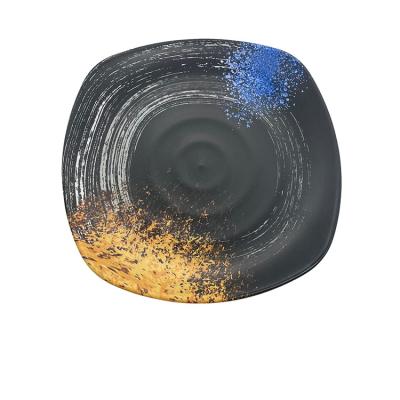 China Black Galaxy Pattern Melamine Soup Plate OEM All Season for sale