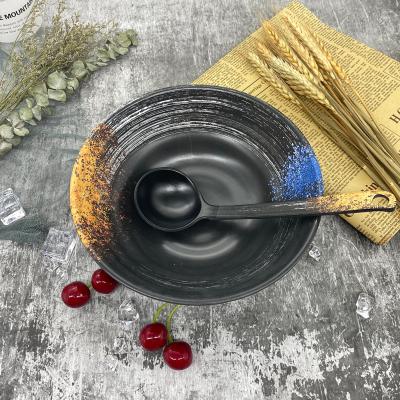 China 8 Inch Melamine Soup Spoon Restaurant Tableware Galaxy Pattern for sale
