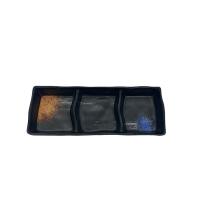 China 7.1'' Black Divided Melamine Soy Sauce Dish 3 Compartment Galaxy Pattern for sale