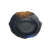China Large Irregular Shape Melamine Serving Bowl Black Color With Swell Pattern for sale