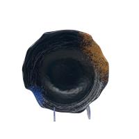 China Large Irregular Shape Melamine Serving Bowl Black Color With Swell Pattern for sale