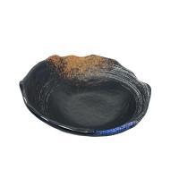 China Large Irregular Shape Melamine Serving Bowl Black Color With Swell Pattern for sale