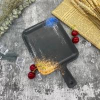 China 9.5 Inch Retangular black melamine plates With Unbreakable Handle for sale