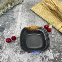 China 5 Inch Black Rectangular Melamine Salad Bowl Matt Finish BPA Free for sale
