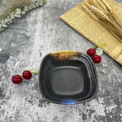 China 5 Inch Black Rectangular Melamine Salad Bowl Matt Finish BPA Free for sale