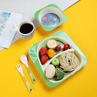 China Bamboo Fiber Childrens Dinner Set With Cute Animal Design And FDA Level for sale