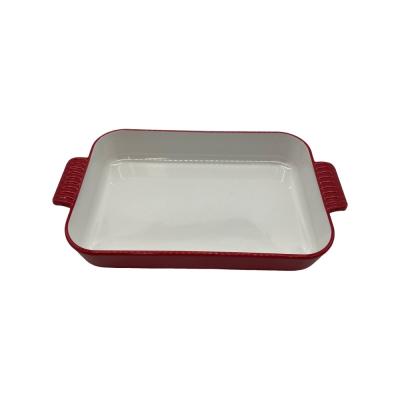 China Wholesale Red Rectangle Melamine Casserole Home Kitchen Use Melamine Bakeware Sets for sale