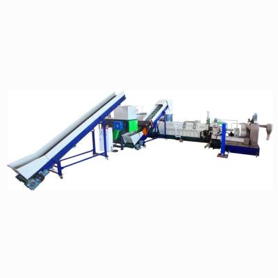 China 300-400 kg/hr Horizontal Plastic Pelletizing Recycling Machine with Two-Stage Filtration and Cutter Compactor for sale