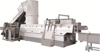 China Automatic PET Plastic Pelletizing Recycling Machine 100-1500kg/h Capacity with 75-200mm Screw Diameter for sale