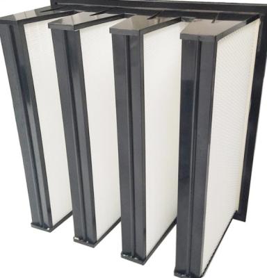 China 600 Pa Multipurpose V Bank Filter Element ABS Fiberglass Frame for sale