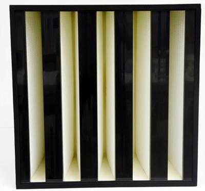 China H13 Mini Pleat V Bank Filter Fiberglass Media 610x610x292mm for Semiconductor Cleanroom for sale