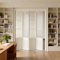 China French Retro White Triple-Folding Door in Titanium-Magnesium Alloy for Kitchen, Balcony, and Bedroom for sale
