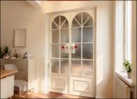 China Custom French Vintage White Door Titanium Magnesium Aluminum Alloy Balcony Kitchen Bedroom Partition Door Glass Double Door for sale
