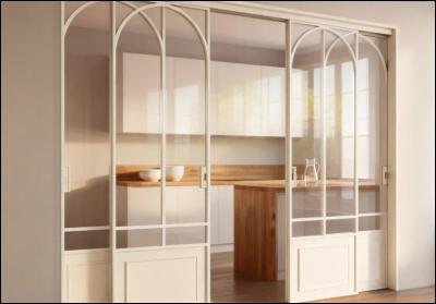 China Kitchen sliding door triple linkage French open living room balcony partition aluminum alloy glass door sliding door customization for sale