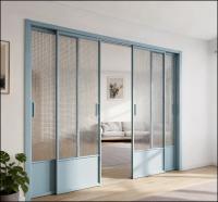 China French vintage triple linkage sliding door, kitchen glass door, aluminum alloy partition door, living room balcony, floor rail sliding door for sale