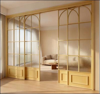 China French vintage kitchen door custom sliding door triple linkage bedroom hanging rail simple balcony translation partition glass door for sale