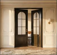 China Custom French Vintage Black Doors Titanium Magnesium Aluminum Alloy Glass Double Door Kitchen Bedroom Balcony Partition Door for sale