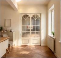 China Custom French Vintage Walnut Door Titanium Magnesium Aluminum Alloy Bedroom Kitchen Balcony Partition Glass Double Door for sale