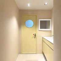 China New French Retro Style Hollow Bathroom Door with Dopamine Colored Glass, Custom Titanium Magnesium Alloy Shower Door for sale